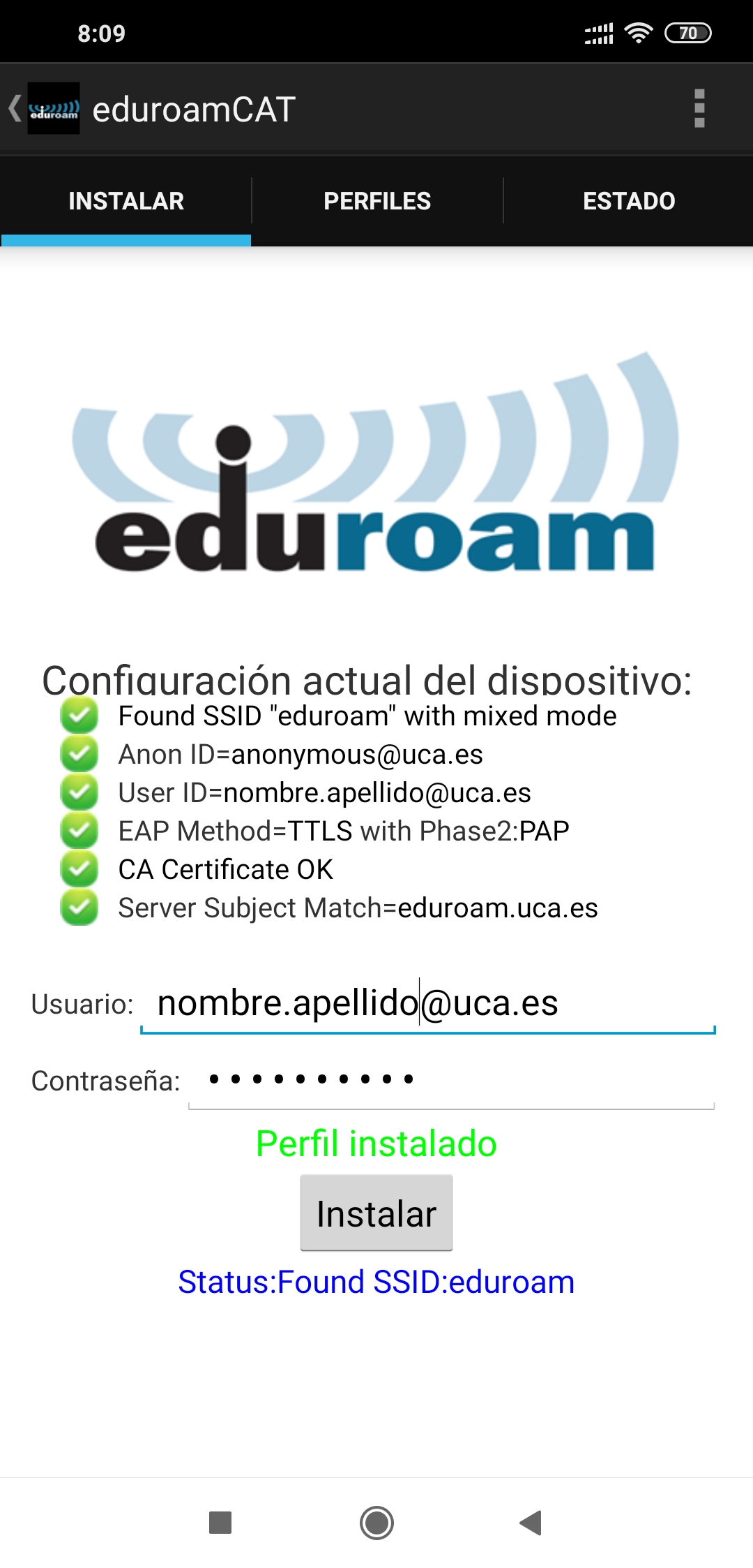 Instrucciones para la instalación de Eduroam en Android – Área de ...